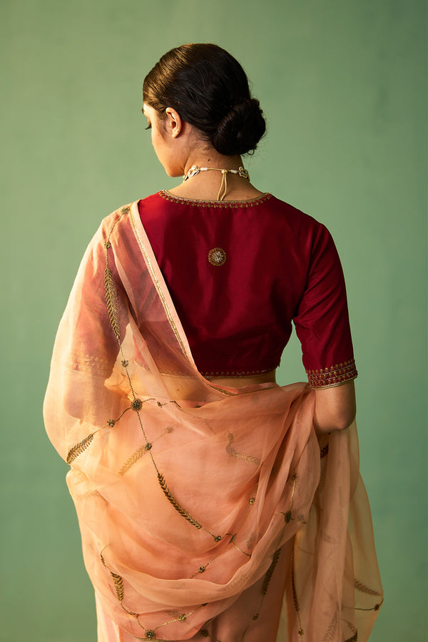 Nishar Ahmed - Peach Sabaa Saree - Elahe