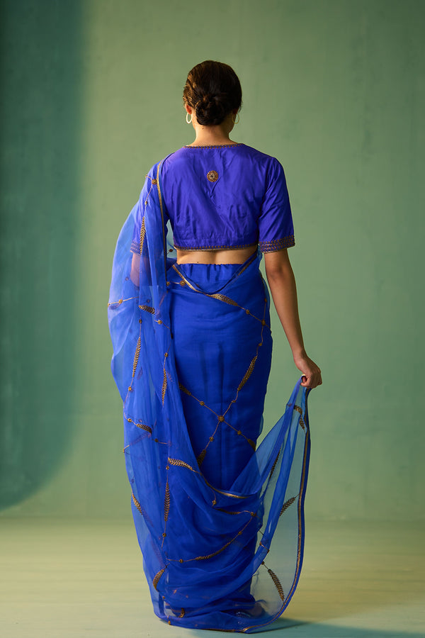 Nishar Ahmed - Electric Blue Sabaa Saree - Elahe