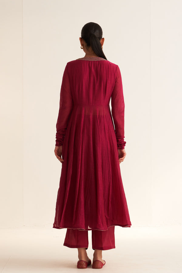 Dot - Amal Deep Red Kurta Set - Elahe