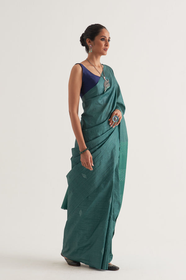 Five Point Five - Mayur Green Saree Set - Elahe