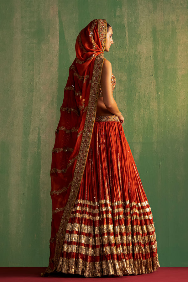Studio Bageecha - Yashvi Rust Lehenga Set - Elahe
