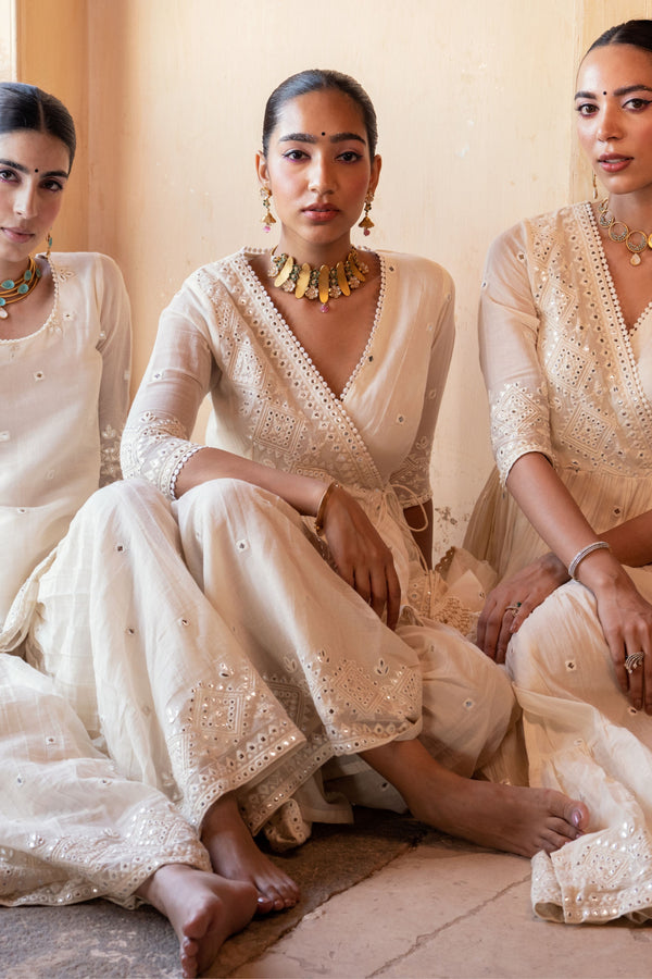 Preevin - Off White Diamond Sharara Set - Elahe
