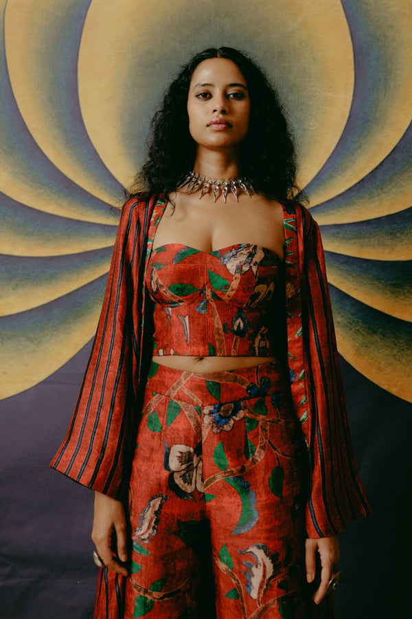 Drishti & Zahabia - Ruby Red Co-ord Set - Elahe