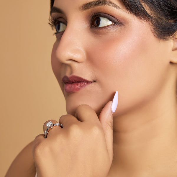 Eclat Diamonds - 1Ct Aster two-tone Solitaire Ring - Elahe