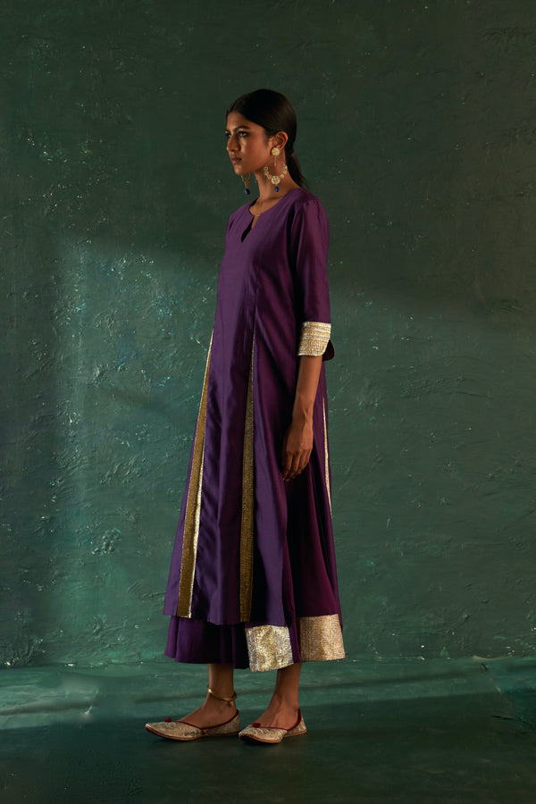 Charkhee - Midas Purple Chanderi Kurta set - Elahe