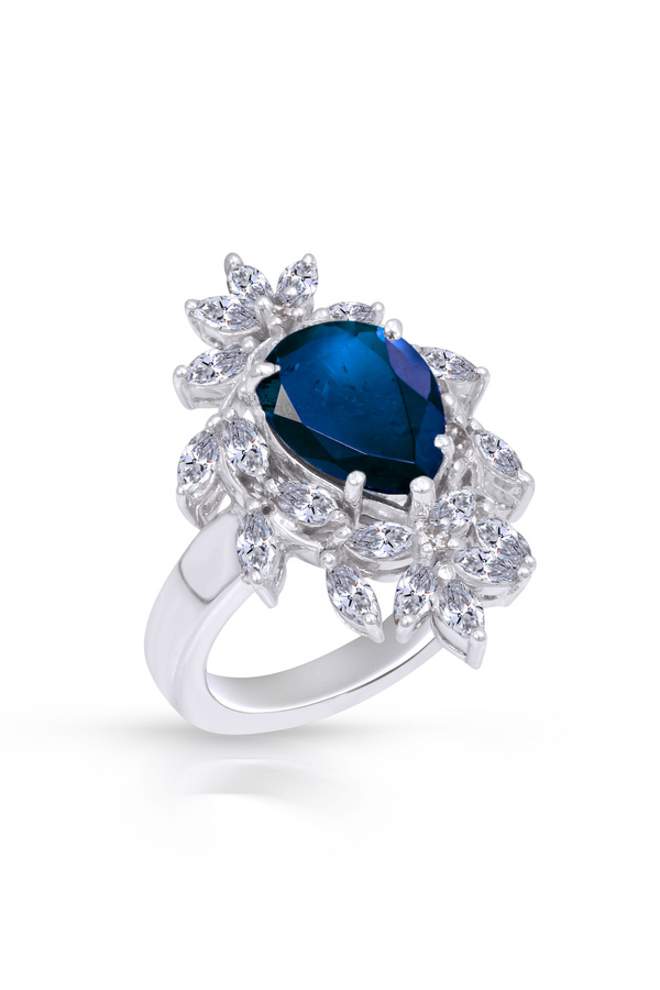 Diosa Paris Jewellery - Cocktail White Pear Shaped Ring - Elahe