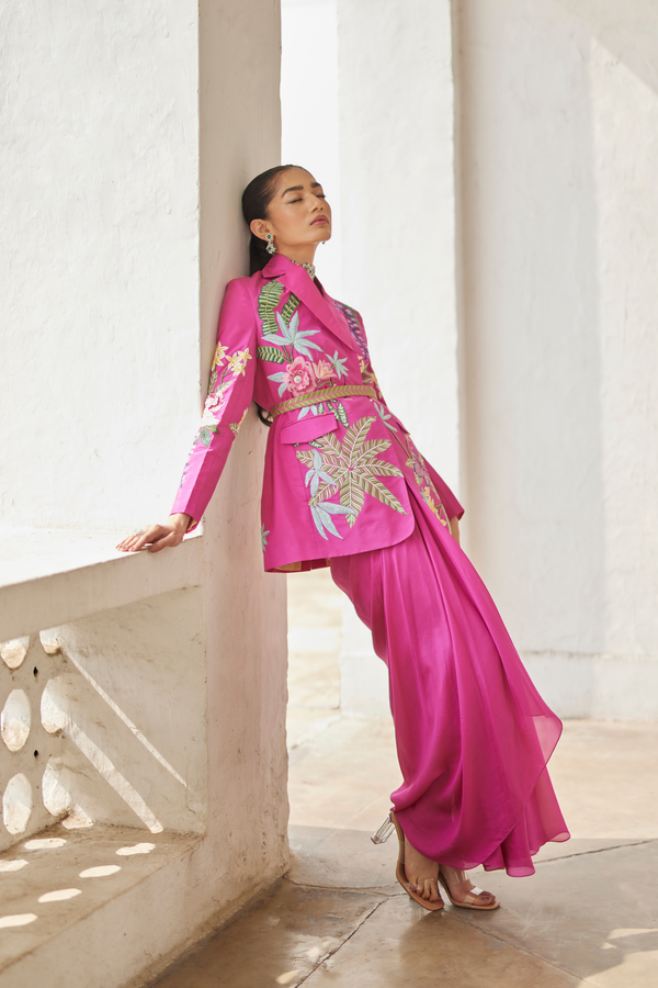 Be True - Rani Tropical Dream Embroidered Silk Drape Skirt - Elahe