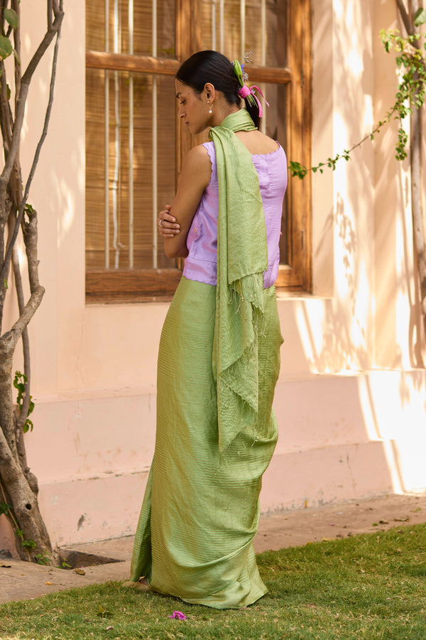 Surmaye - Inner Peace Green Saree - Elahe