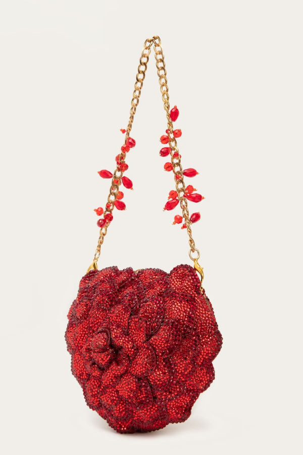 Doux Amour - Isa Crystal Heart Clutch- Red - Elahe