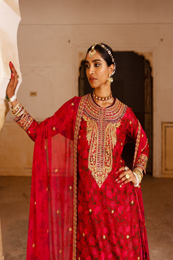 Aangan by Parul - Signature Raw Silk Bridal Sharara - Elahe