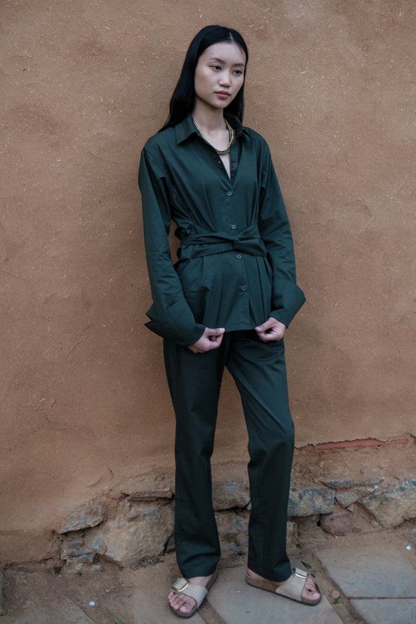 The Terra Tribe - Deep Green Sandra Straight Pants - Elahe