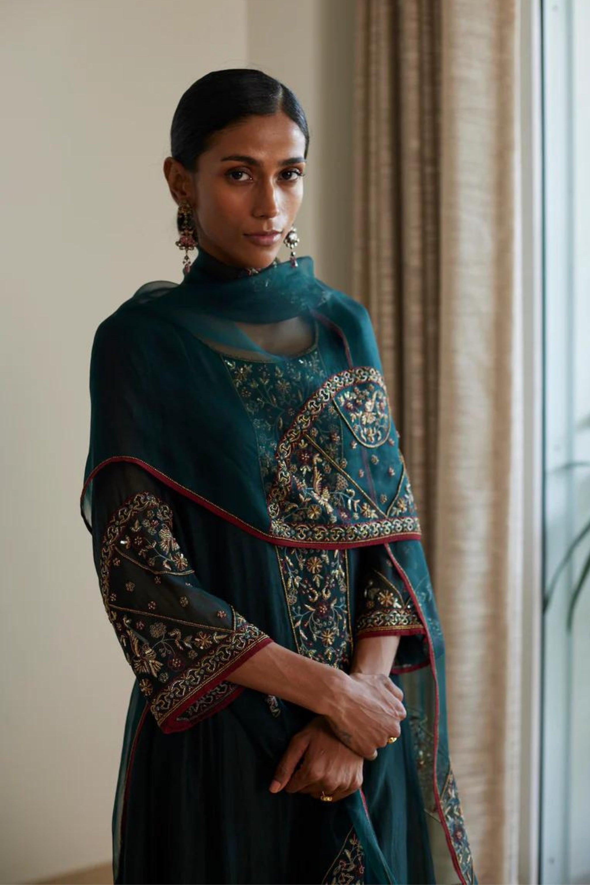 Sarang Kaur - Green Adree Dupatta - Elahe