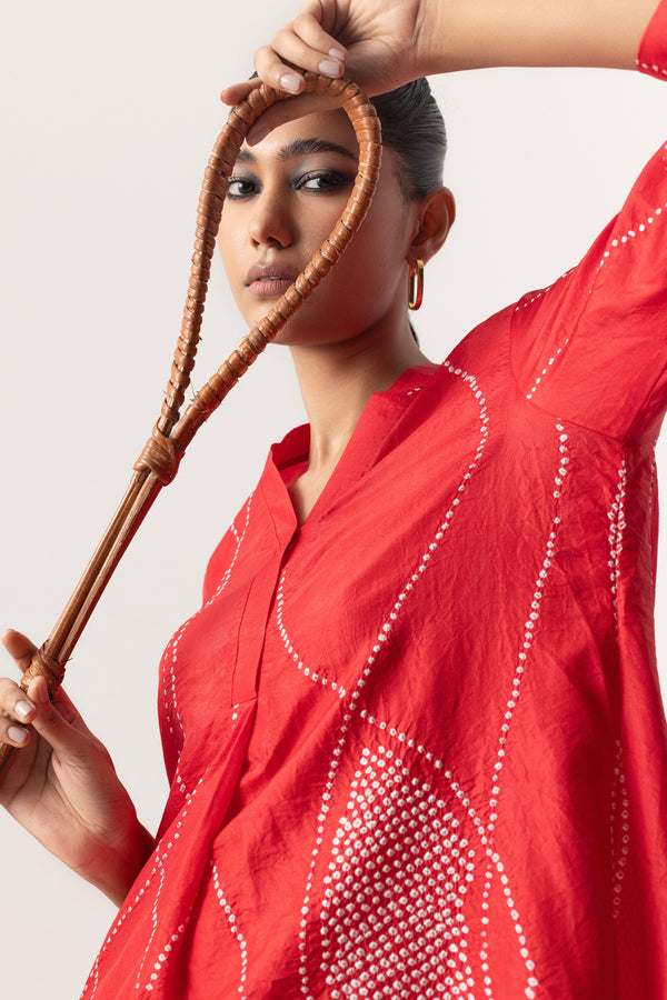 Naina Jain - Red Maze Tunic Set - Elahe