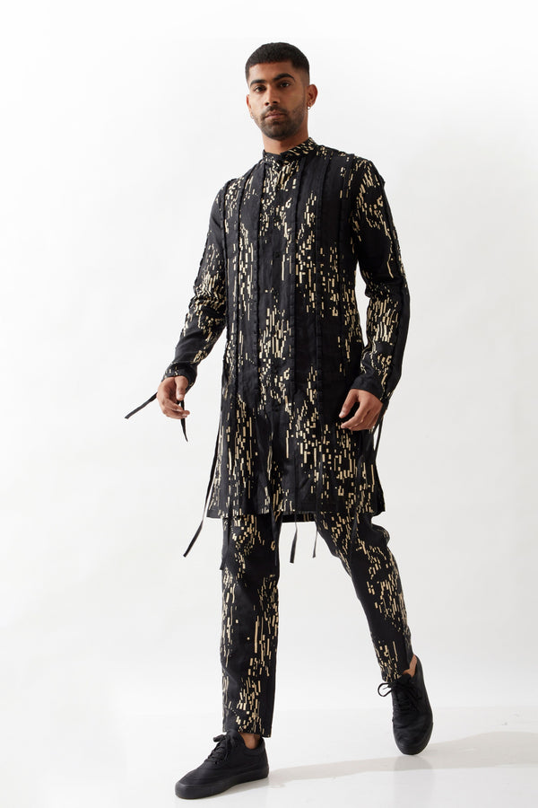 SNOB Menswear - Colton Bricks Black Kurta Set - Elahe