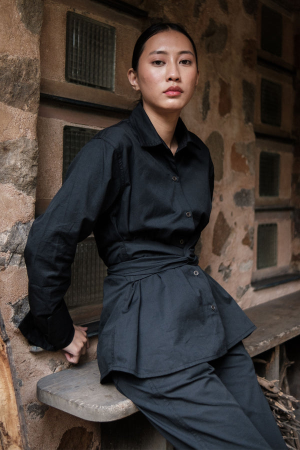 The Terra Tribe - Black Nara Front Knot Shirt - Elahe