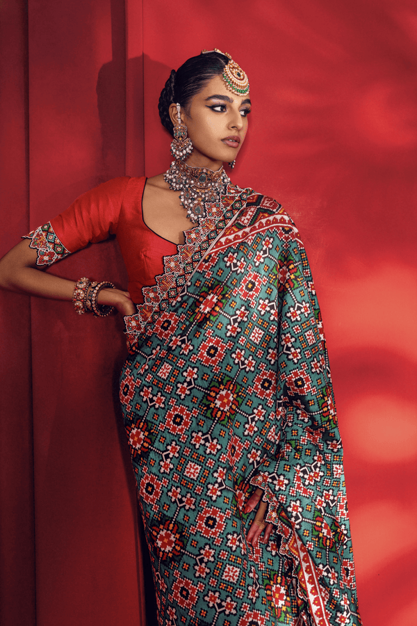Shanthanu Goenka - Turquoise Patola Saree - Elahe
