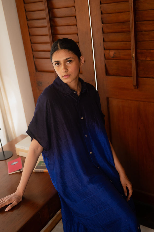 Naushad Ali - Blue Ombre Shirt Dress - Elahe