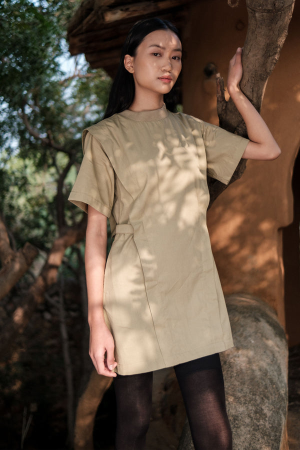 The Terra Tribe - Khaki Rory Rib Dress - Elahe