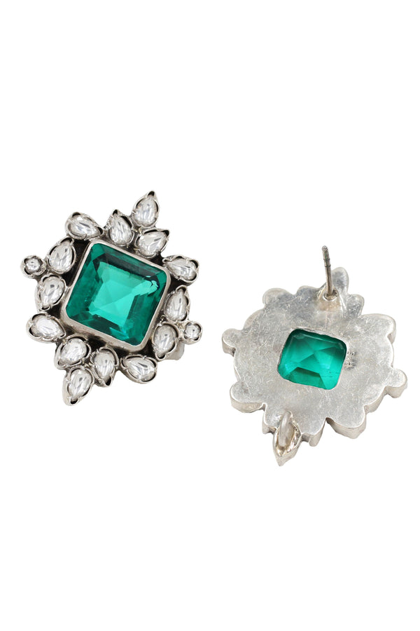 Silver Green Earrings - Elahe