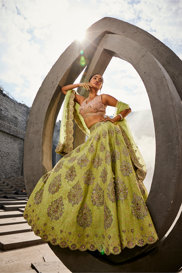 Swathi Veldandi - Green Big Bootha Lehenga - Elahe