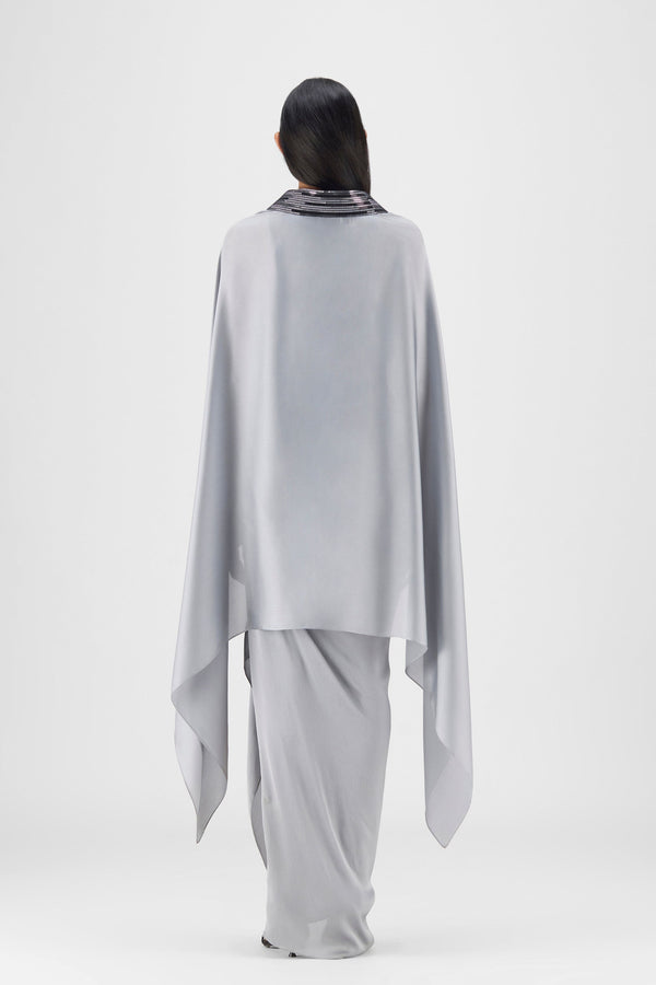 Amit Aggarwal - Metallic Steel Structured Cape - Elahe