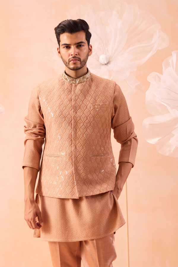 Contrast By Parth - Moondust Nehru Jacket Set - Elahe
