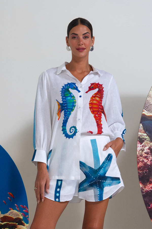 Nautanky - Sea Me Wink Shirt With Shorts - Elahe