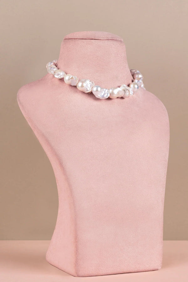 Anaash - White Single Baroque Choker Necklace - Elahe
