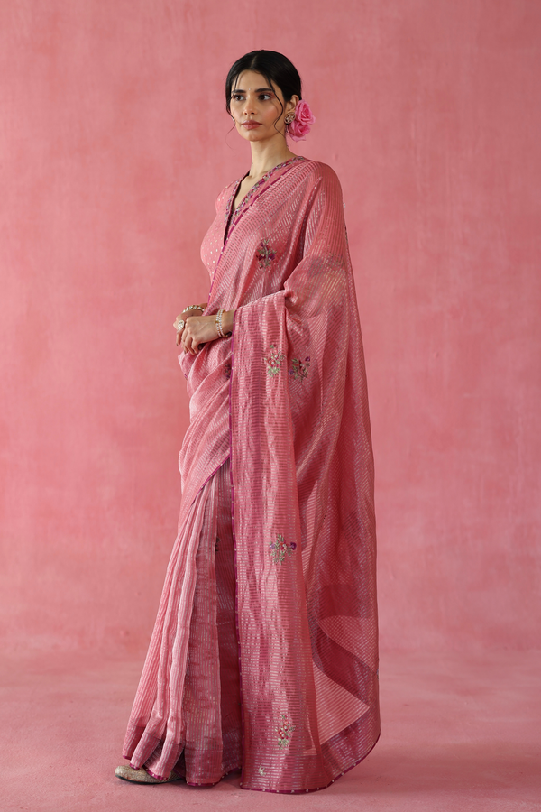 Begum Pret - Peach Anjeer Saree - Elahe