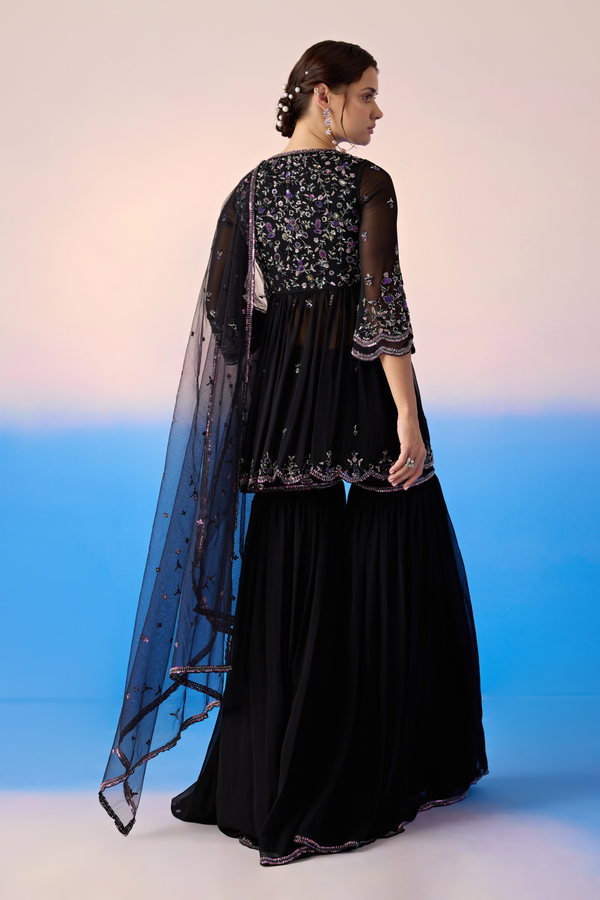 Mirroir - Black Sharara Set - Elahe