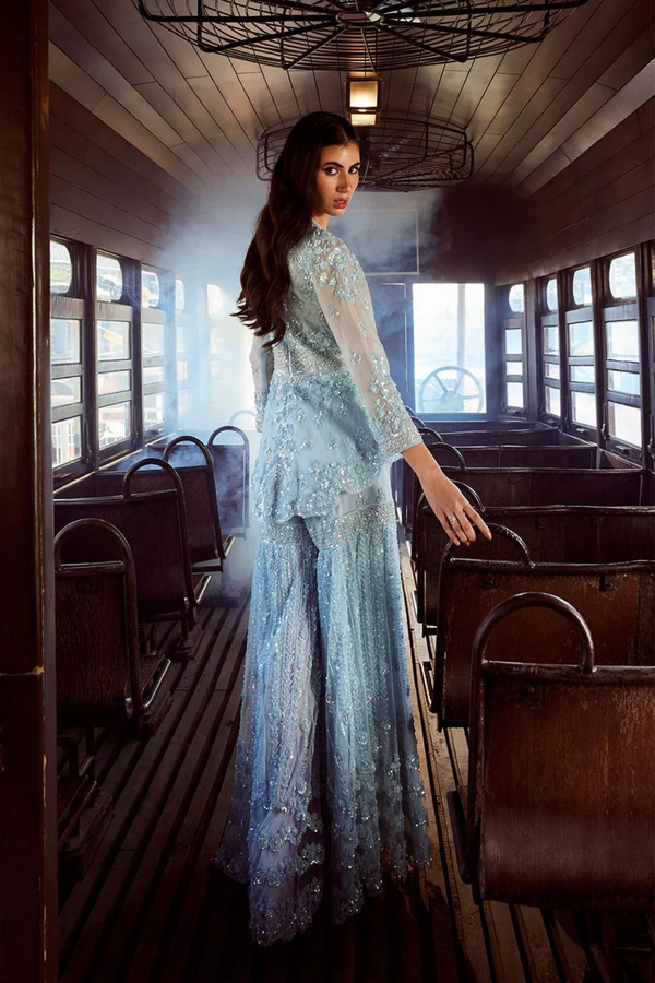 Rococo - Sapphire Ice Blue Sharara Set - Elahe