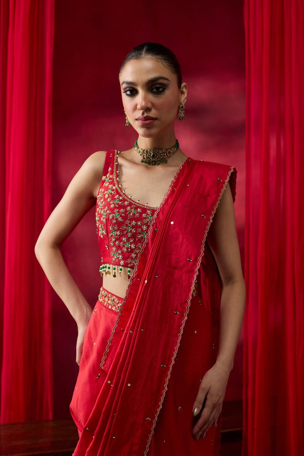 Shikha Mehta - Reeva Drape Saree Set - Elahe