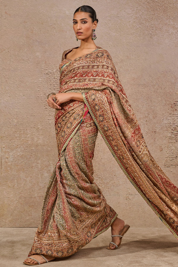 Tarun Tahiliani - Kashida Hand Embroidered Saree Set - Elahe