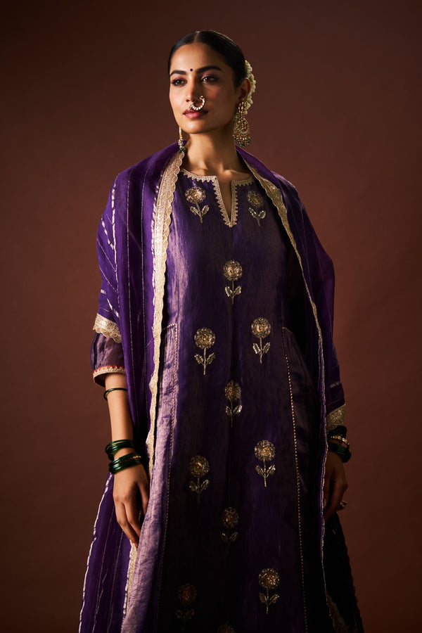 Ayoki - Purple Tissue Chanderi Yasmeen Set - Elahe