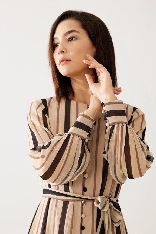 Koai - Cream And Brown Shirt Dress - Elahe