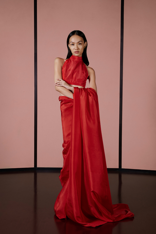 Ekaya - Handwoven Ruby Red Silk Sari - Elahe