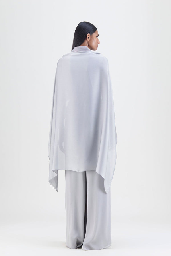 Amit Aggarwal - Metallic Steel Structured Cape Set - Elahe