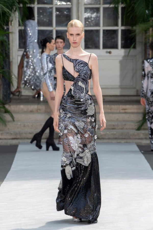 Rahul Mishra - The Noir Tigress Fish Cut Gown - Elahe