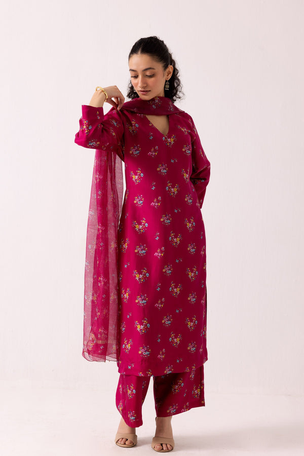 Label Shreya Sharma - Poppy Pink Kurta Set - Elahe