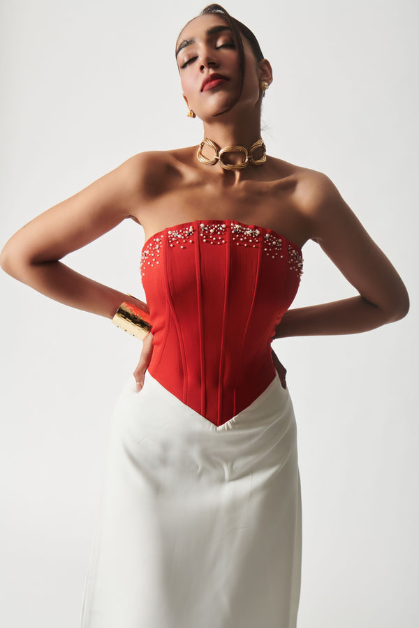 Alan - Ruby Sheen Dress - Elahe