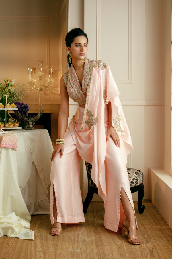 Nehha Nhata - Embroidered Pink Co-order Set - Elahe
