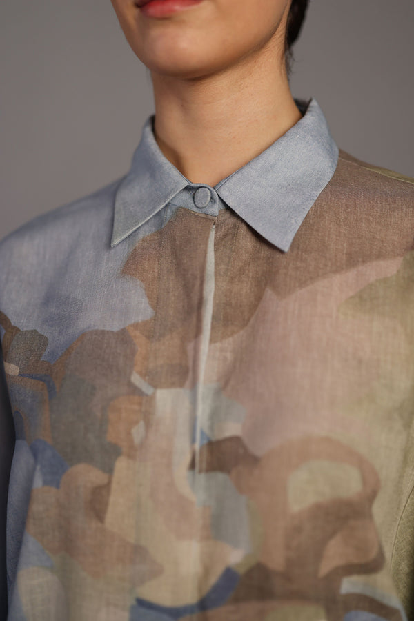 Clos - Diffuse Pastel Blue and Green Shirt - Elahe