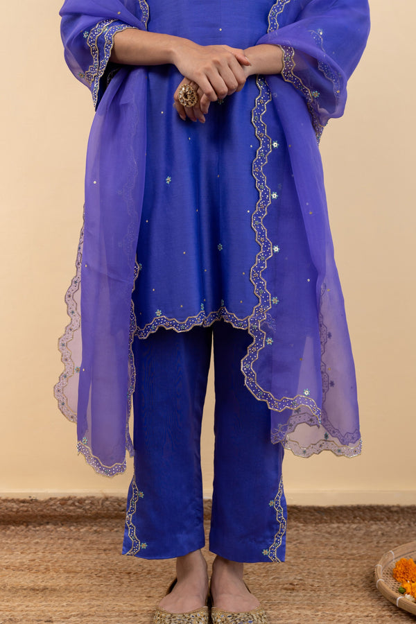 Pita Nila - Royal Purple Isla Kurta Set - Elahe