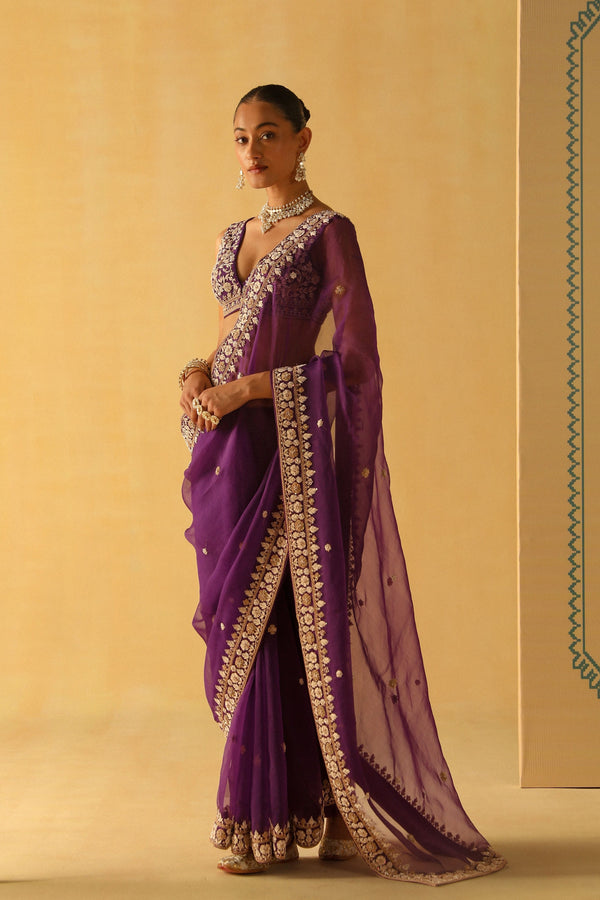 Sheetal Batra - Deep Purple Hannah Saree Set - Elahe