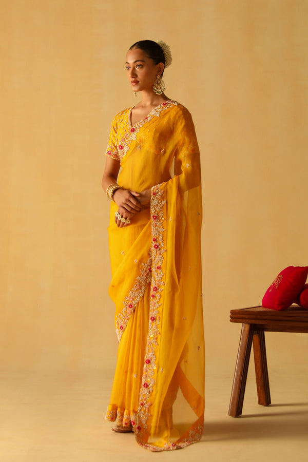 Sheetal Batra - Mustard Afsa Saree Set - Elahe