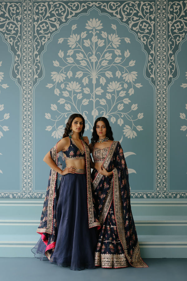 Gopi Vaid - Navy Mehar Lehenga Set - Elahe