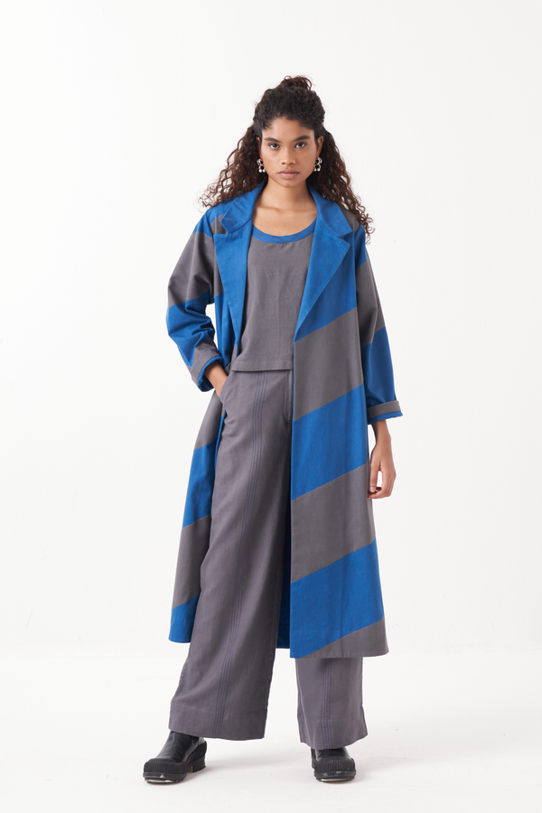 Three - Embroidery Diagonal Jacket Set - Elahe