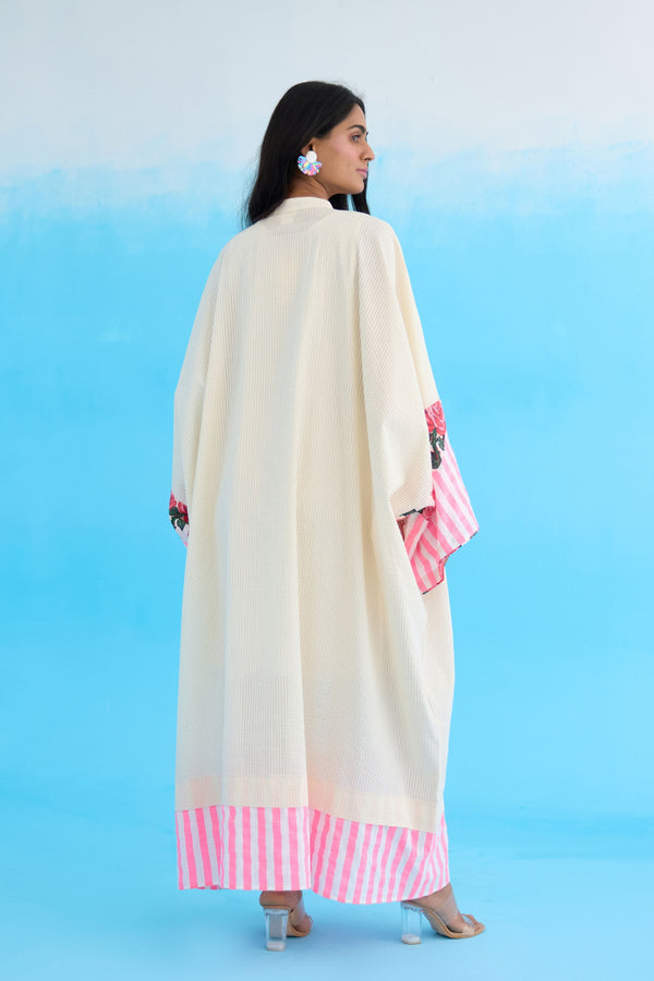 Nikasha - Cream Crouching Applique Kaftan Dress - Elahe