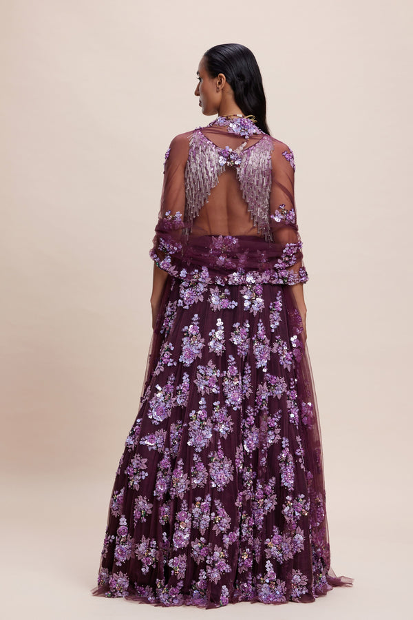 Kangana Trehan - Purple Embellished Lehenga Set - Elahe