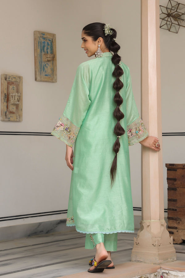 Niti Bothra - Gulzar Green Collar Kurta Set - Elahe